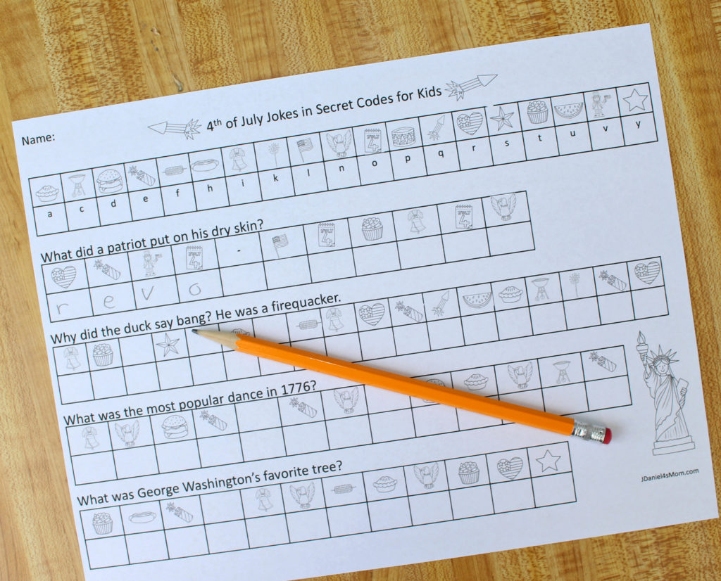 4th of July Jokes in Secret Codes for Kids