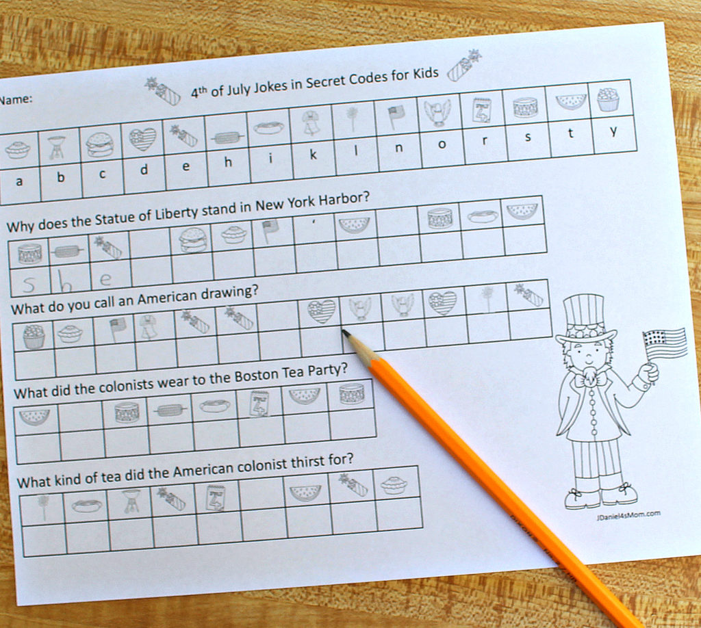 4th of July Jokes in Secret Codes for Kids