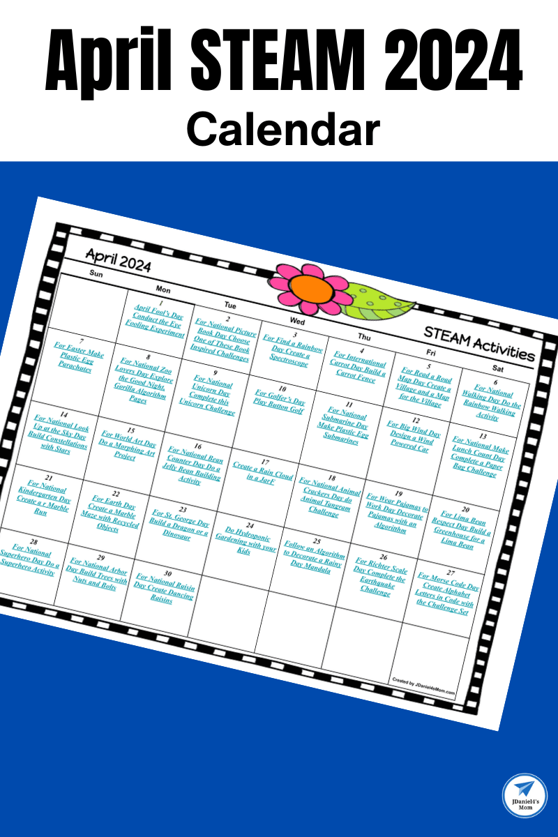 April 2024 STEAM Calendar - JDaniel4s Mom