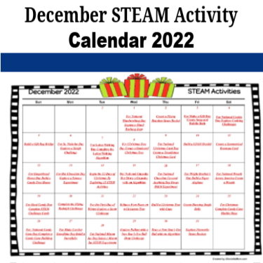 December 2022 STEAM Activity Calendar - JDaniel4s Mom