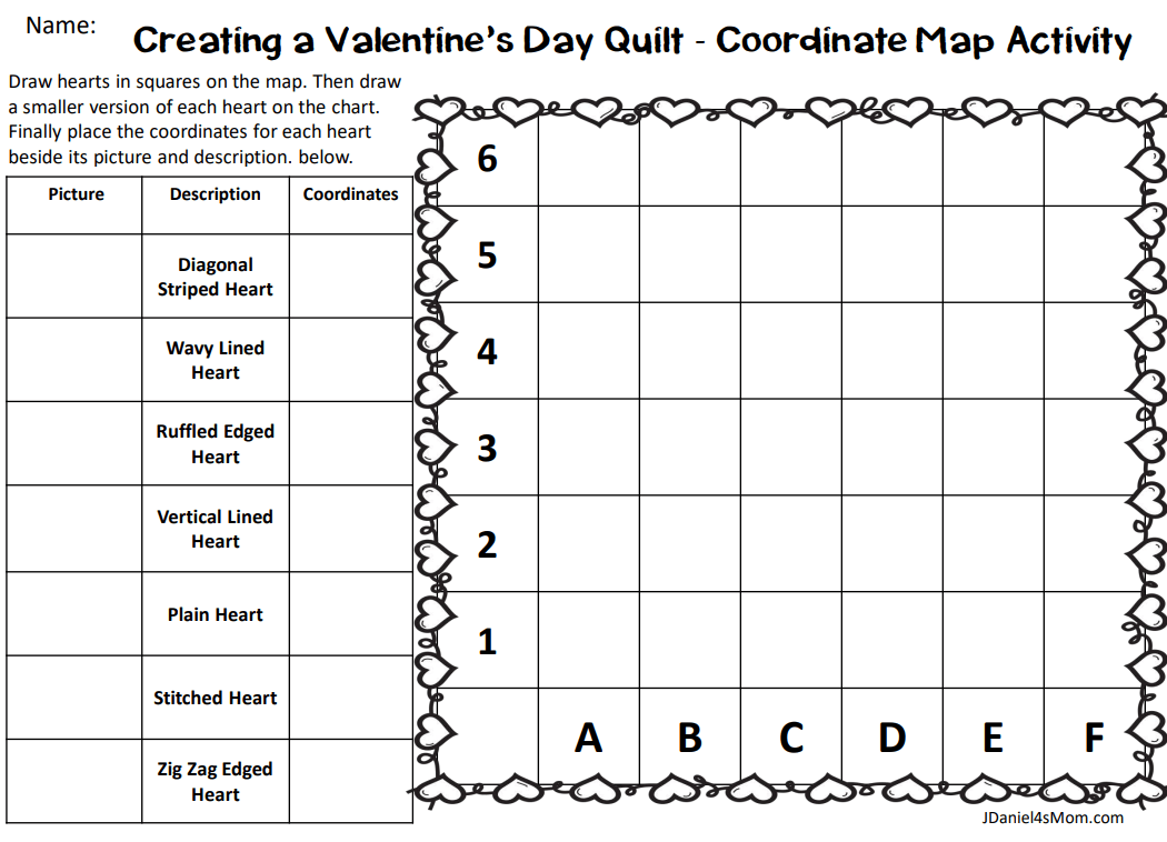 Coordinate Map Activity- Valentine's Day Heart Quilt - JDaniel4s Mom