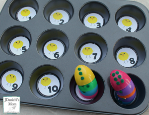 Easter Egg Game - Muffin Tin and Egg Number Match