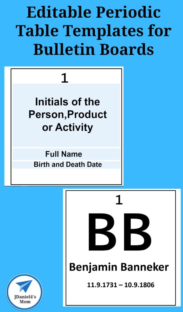Editable Periodic Table Templates for Bulletin Boards - JDaniel4s Mom