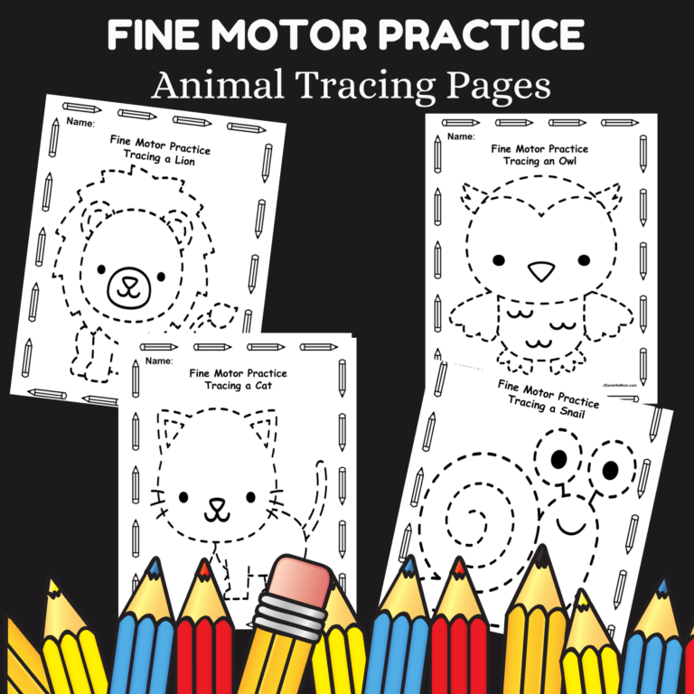 Fine Motor Practice- Animal Tracing Pages - JDaniel4s Mom