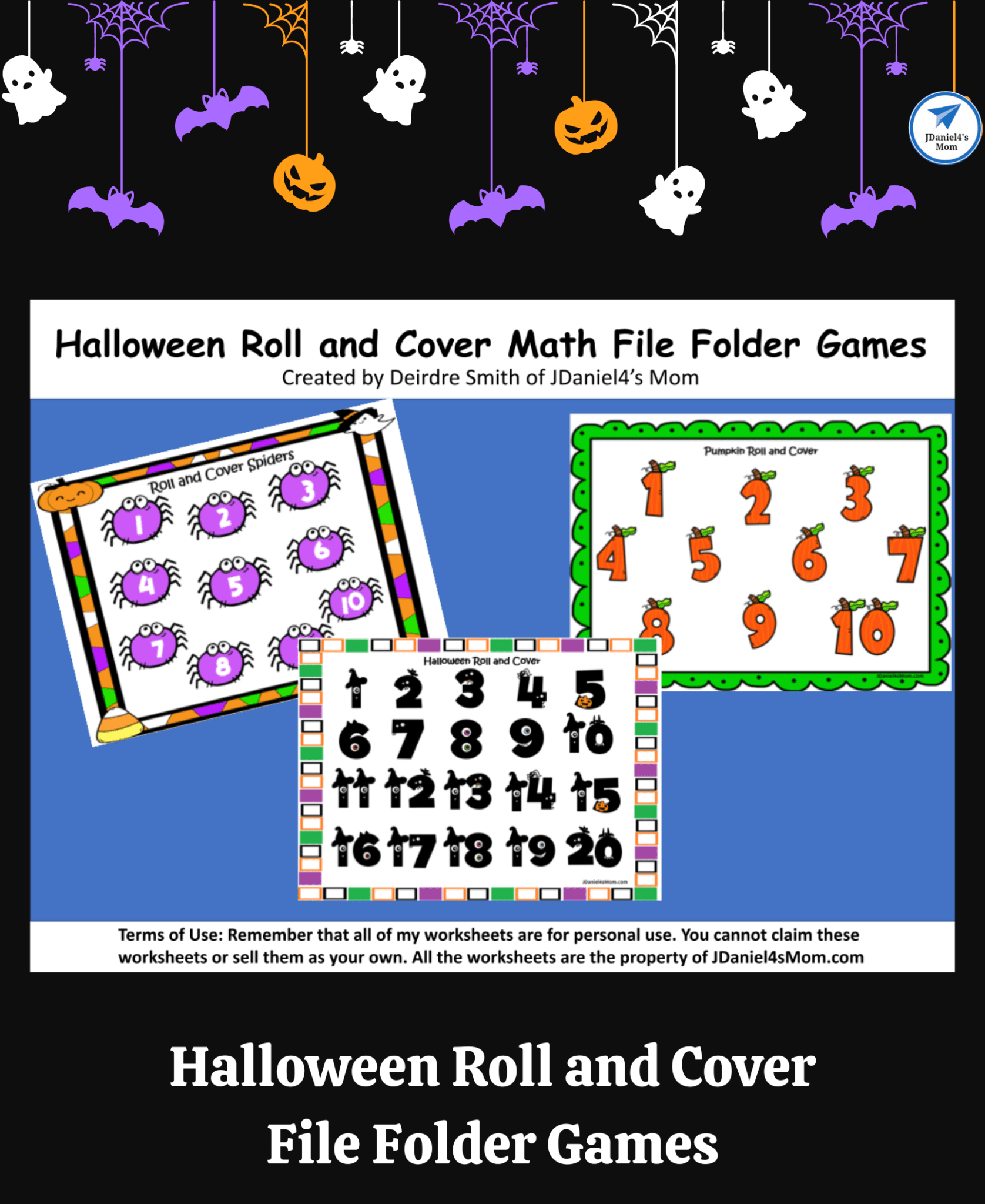 Halloween Roll and Cover Math File Folder Games - JDaniel4s Mom