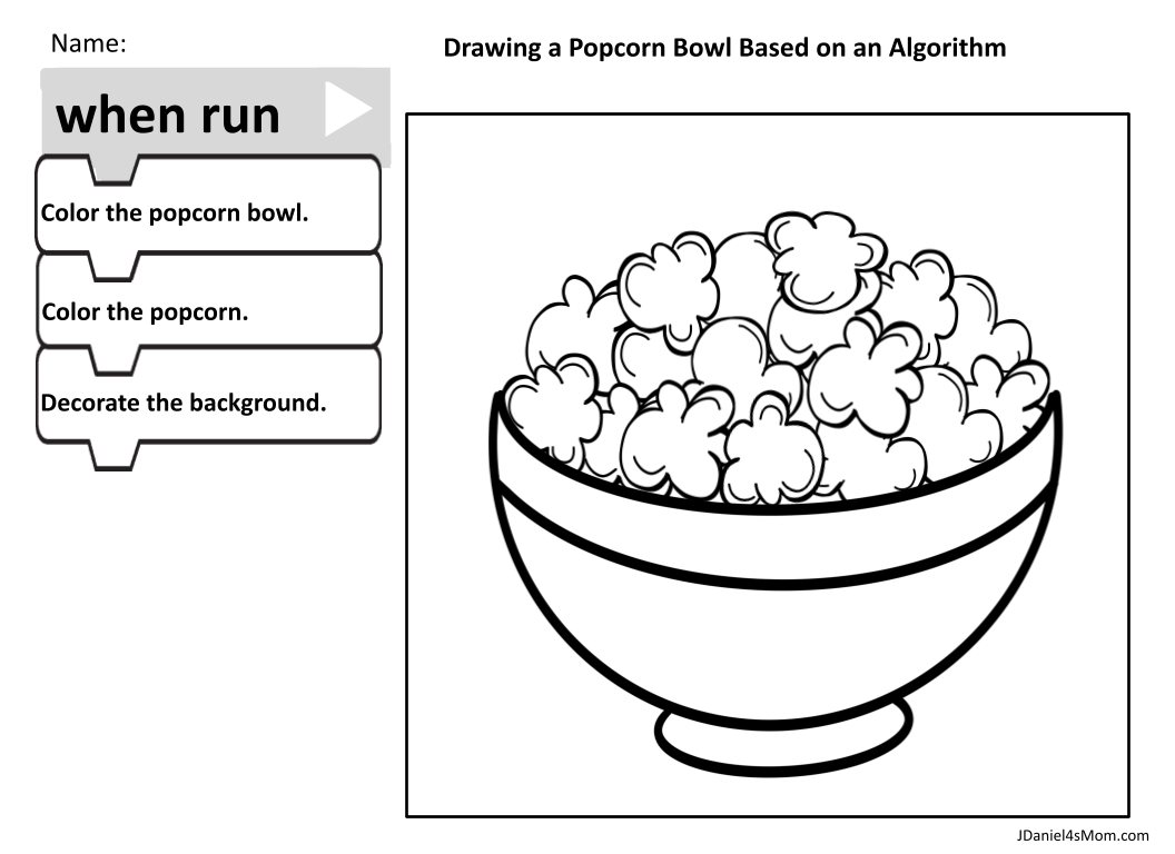 Drawing a Popcorn Bowl Based on an Algorithm - JDaniel4s Mom