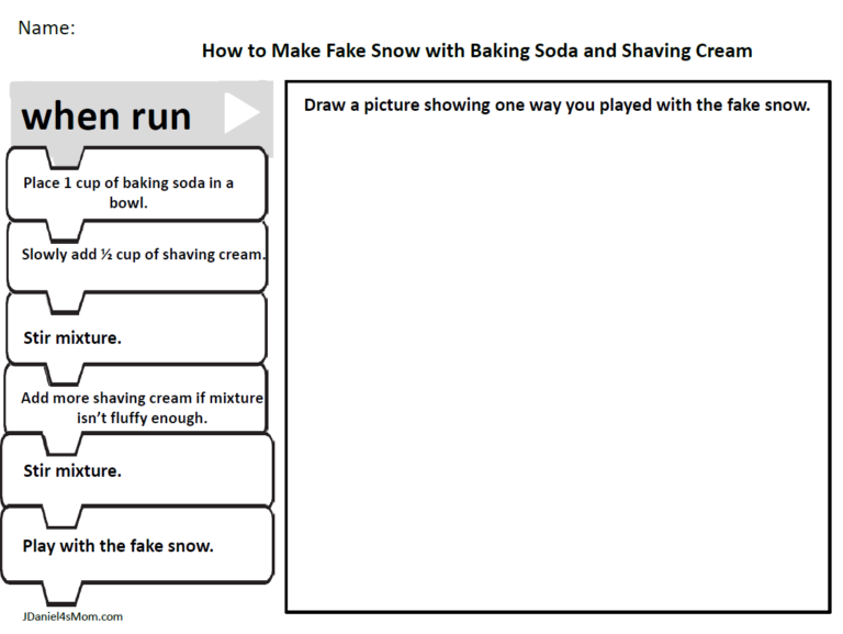 How to Make Fake Snow Recipes and Algorithm Activity - JDaniel4s Mom