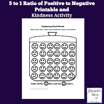 Kindness Activity - 5 to 1 ratio of Positive to Negative Printable