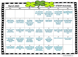 March 2023 STEAM Activities Calendar - JDaniel4s Mom