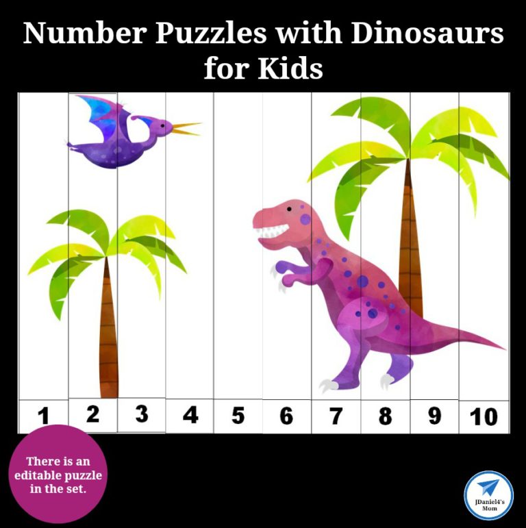 Number Puzzles with Dinosaurs for Kids - JDaniel4s Mom