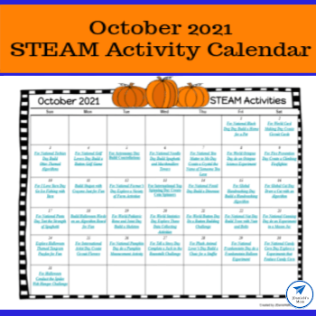 October 2021 STEAM Activity Calendar featuring October Holidays ...
