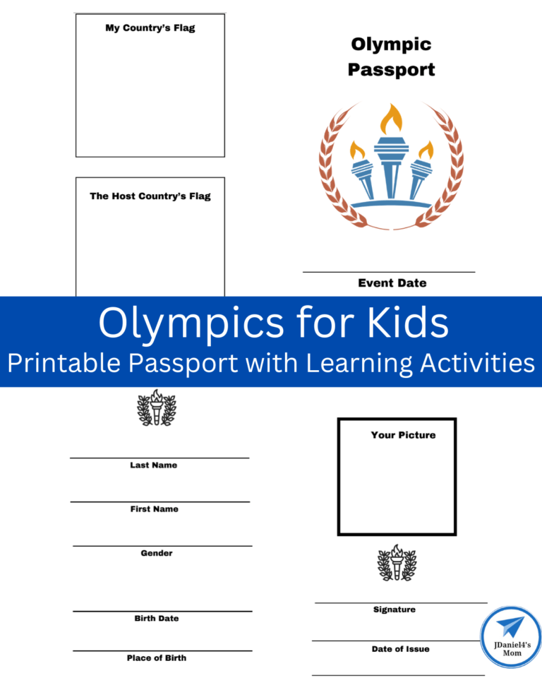 Olympics for Kids: Printable Passport with Learning Activities