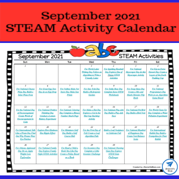 September 2021 STEAM Activity Calendar Featuring September Holidays ...