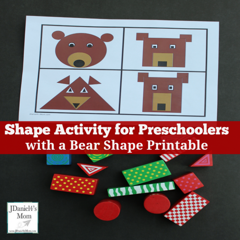 Shape Activity for Preschoolers with a Bear Shape Printable