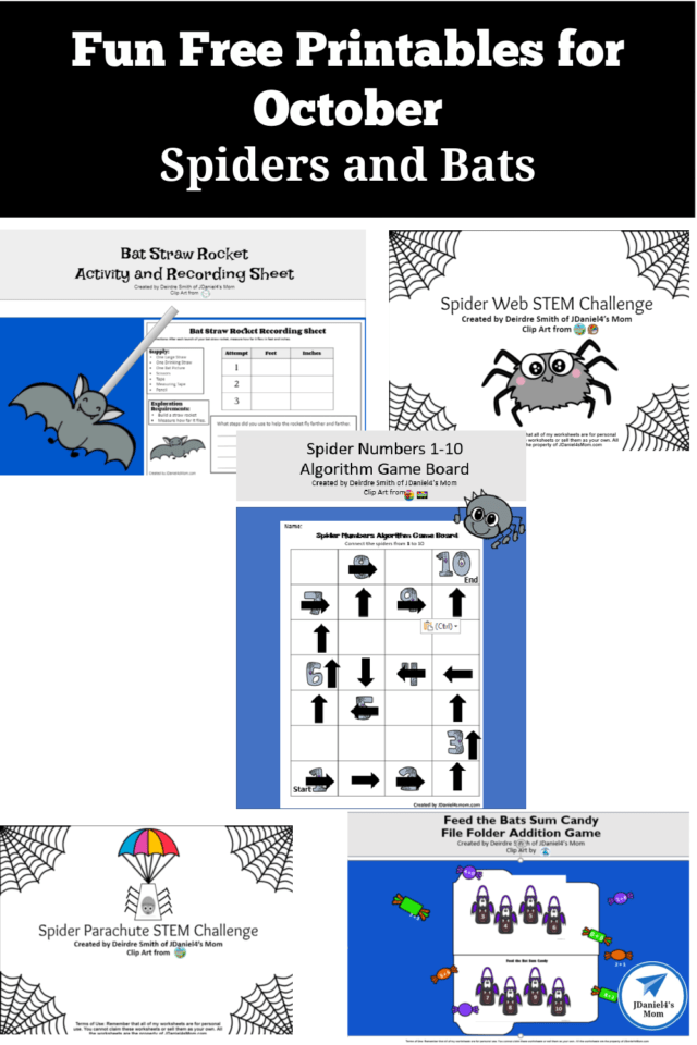 Fun Free Printables for October with Spiders and Bats - JDaniel4s Mom