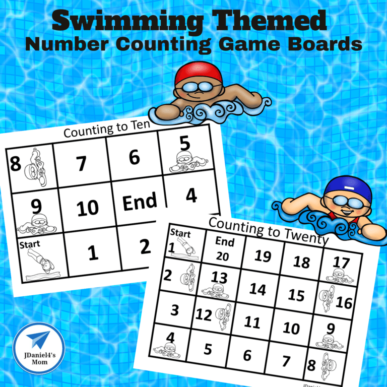 Swimming Themed Number Counting Game Boards - JDaniel4s Mom