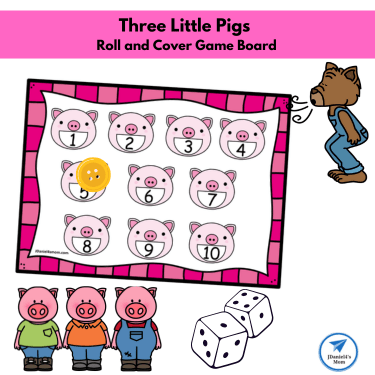 Three Little Pigs Roll and Cover Game Board - JDaniel4s Mom