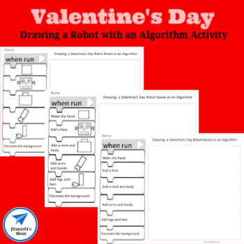 Valentine's Day Drawing a Robot with an Algorithm - JDaniel4s Mom