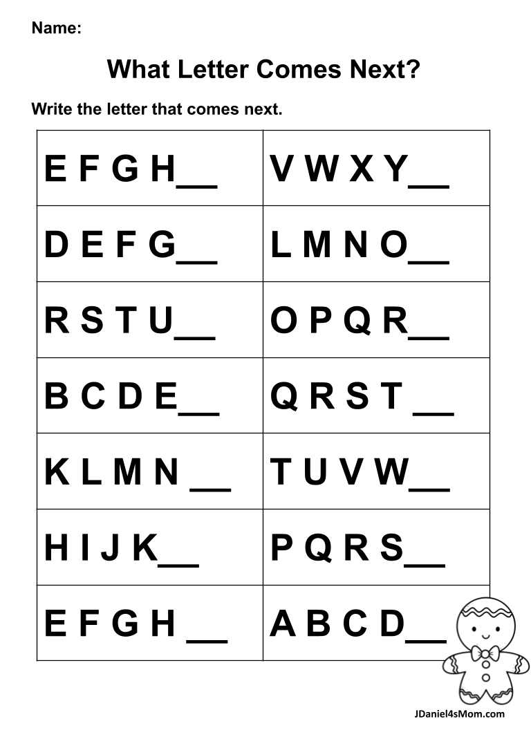 What Letter Comes Next?- Christmas Holiday - JDaniel4s Mom